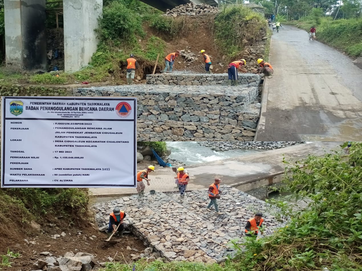 Pihak BPBD Sidak Lokasi Proyek Jalan Pendekat Jembatan Cidugaleun - Reportika Indonesia